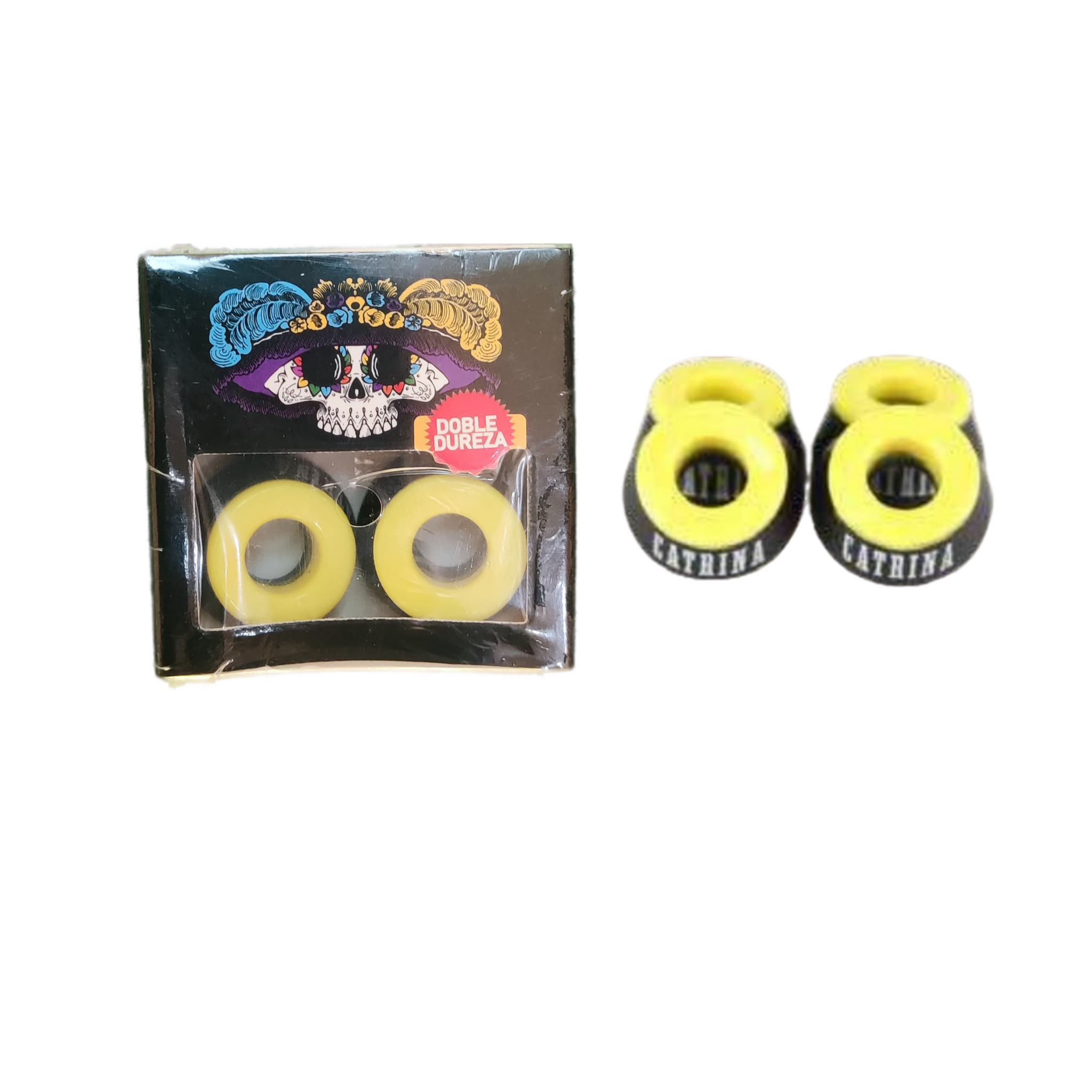 Gomas para trucks Catrina, modelo doble dureza, color negro/amarillo ...